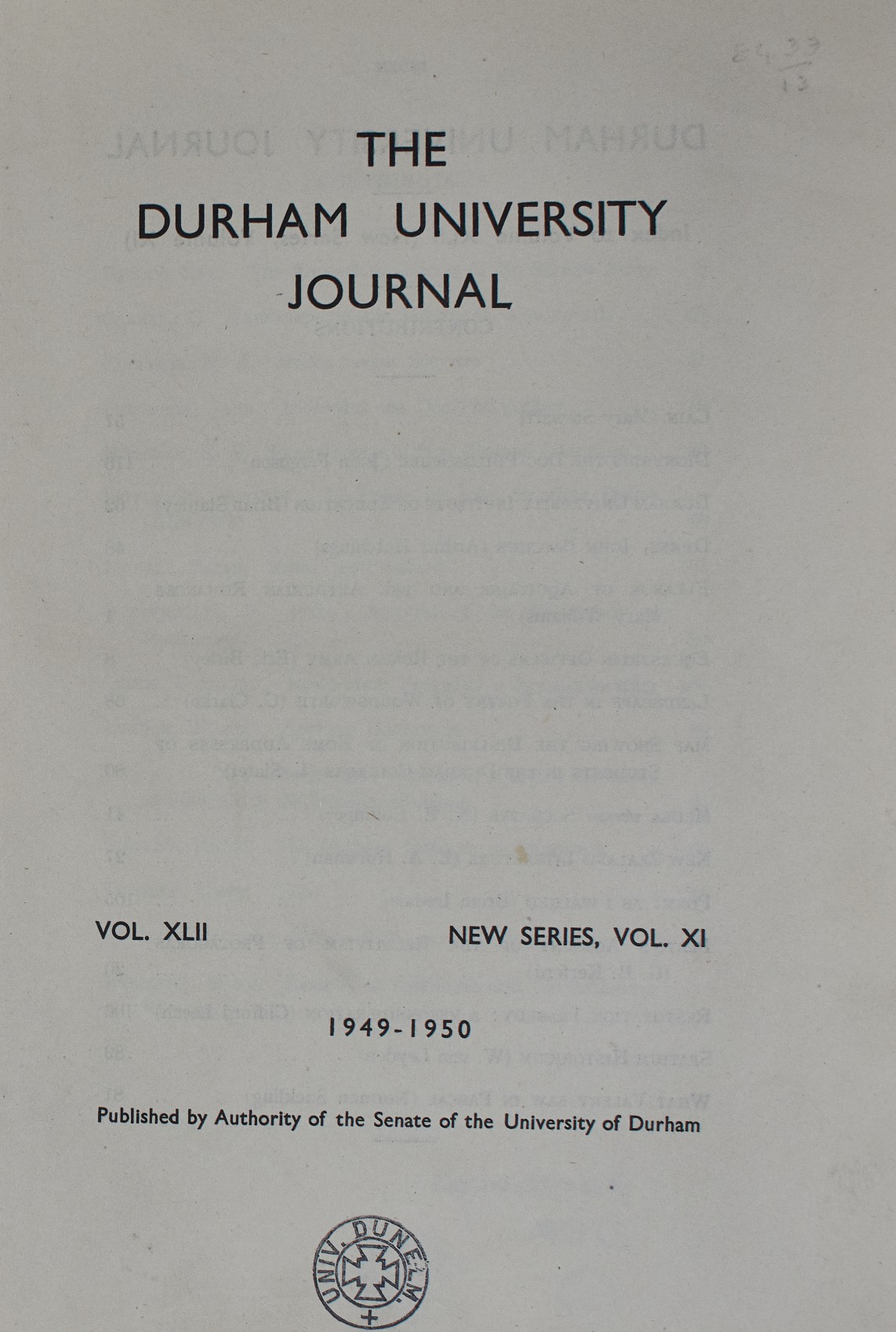 Durham University Journal volume 42